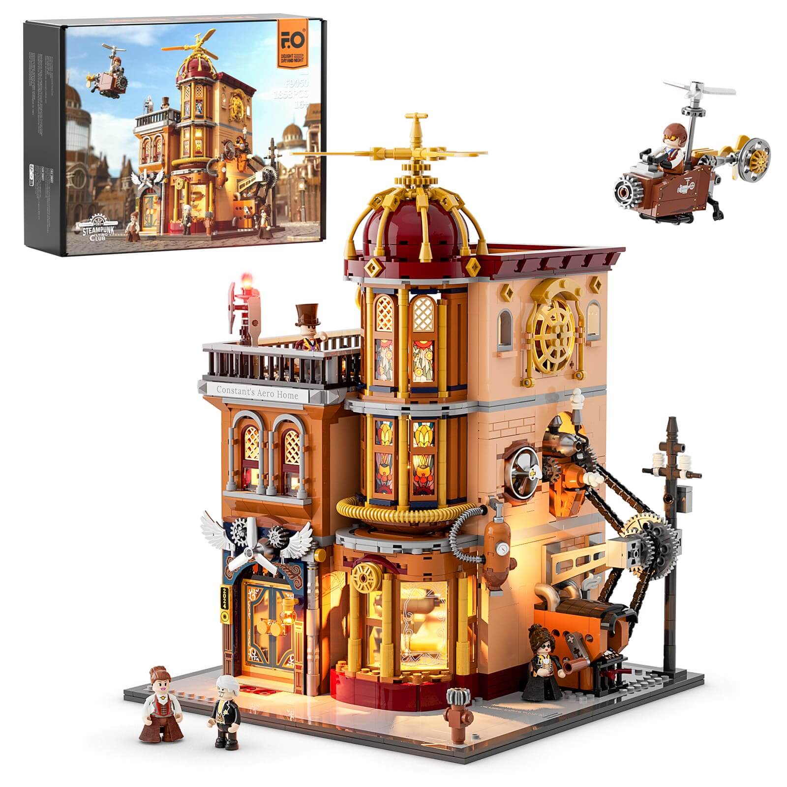 FUNWHOLE® Steampunk Flying Club Building & Construction Toys with Light ...