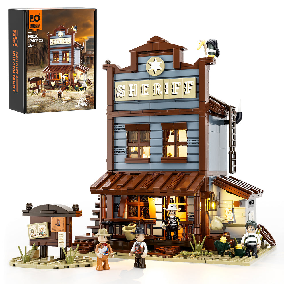 FUNWHOLE® Sheriff's Office Building & Construction Toys with Light Kit ...