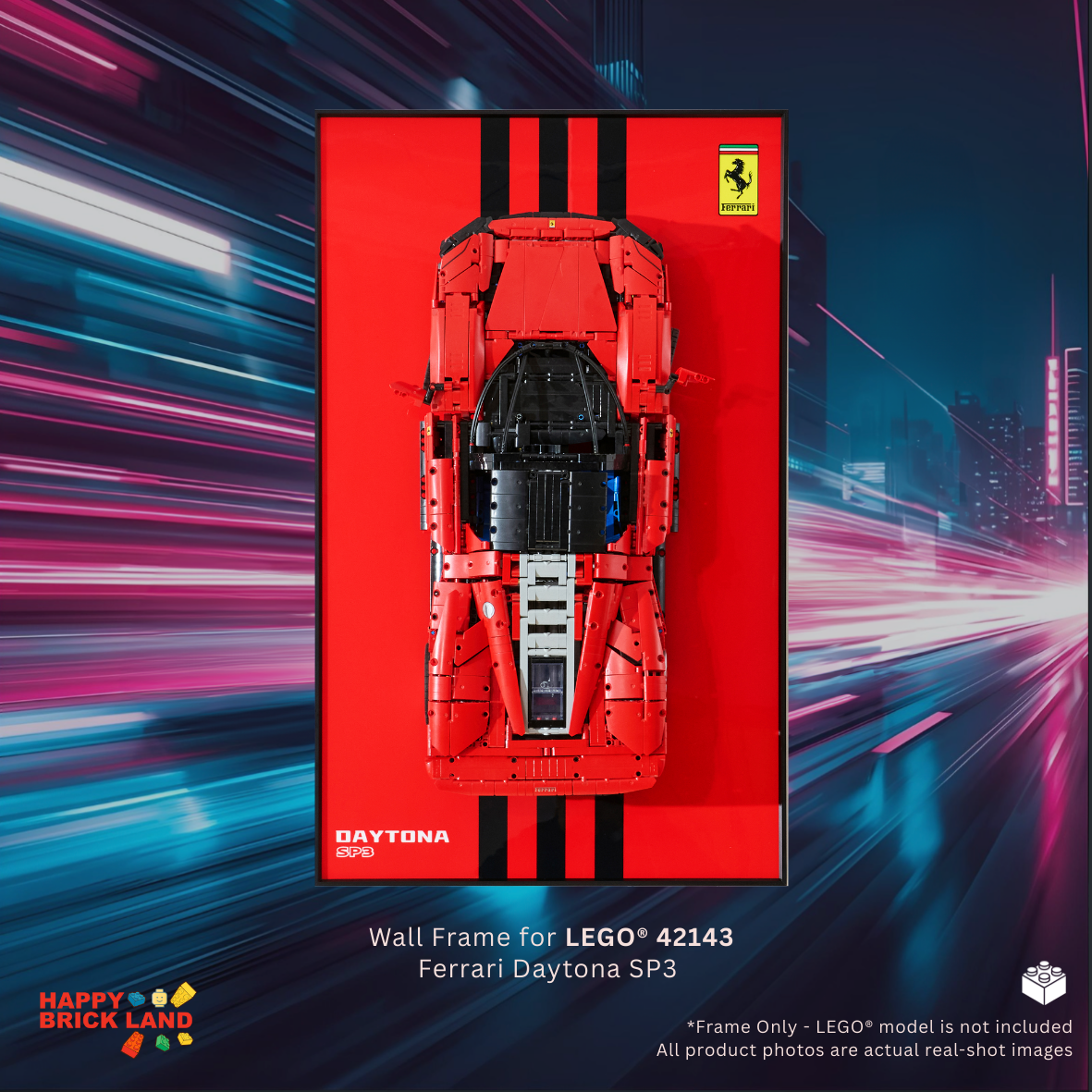 Wall Mount Display Frame for Supercar Model 42143 | Happy Brick Land